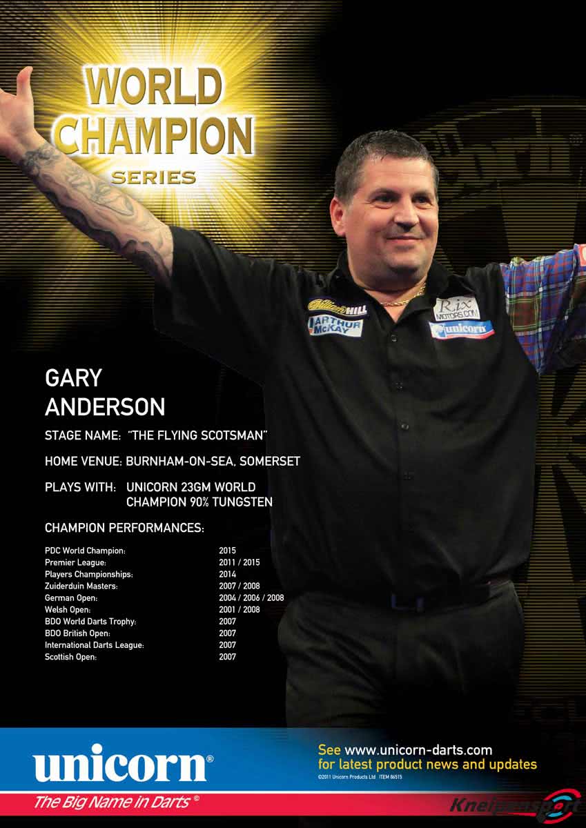 Poster "Gary Anderson" World Champion - Kneipensport.com